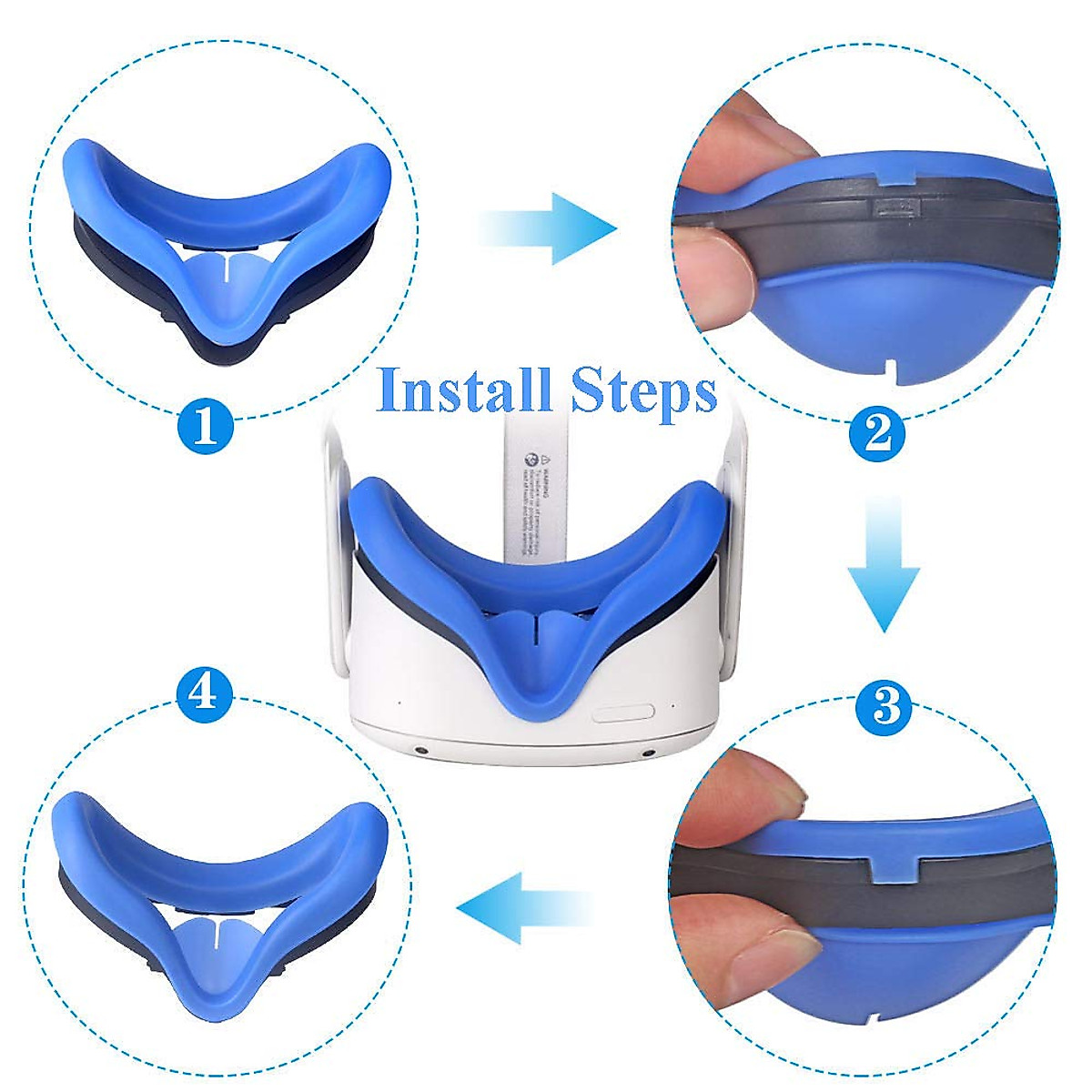 Silicon Face Cover & Lens Protective Set for Oculus Quest 2 VR Headset (Black)