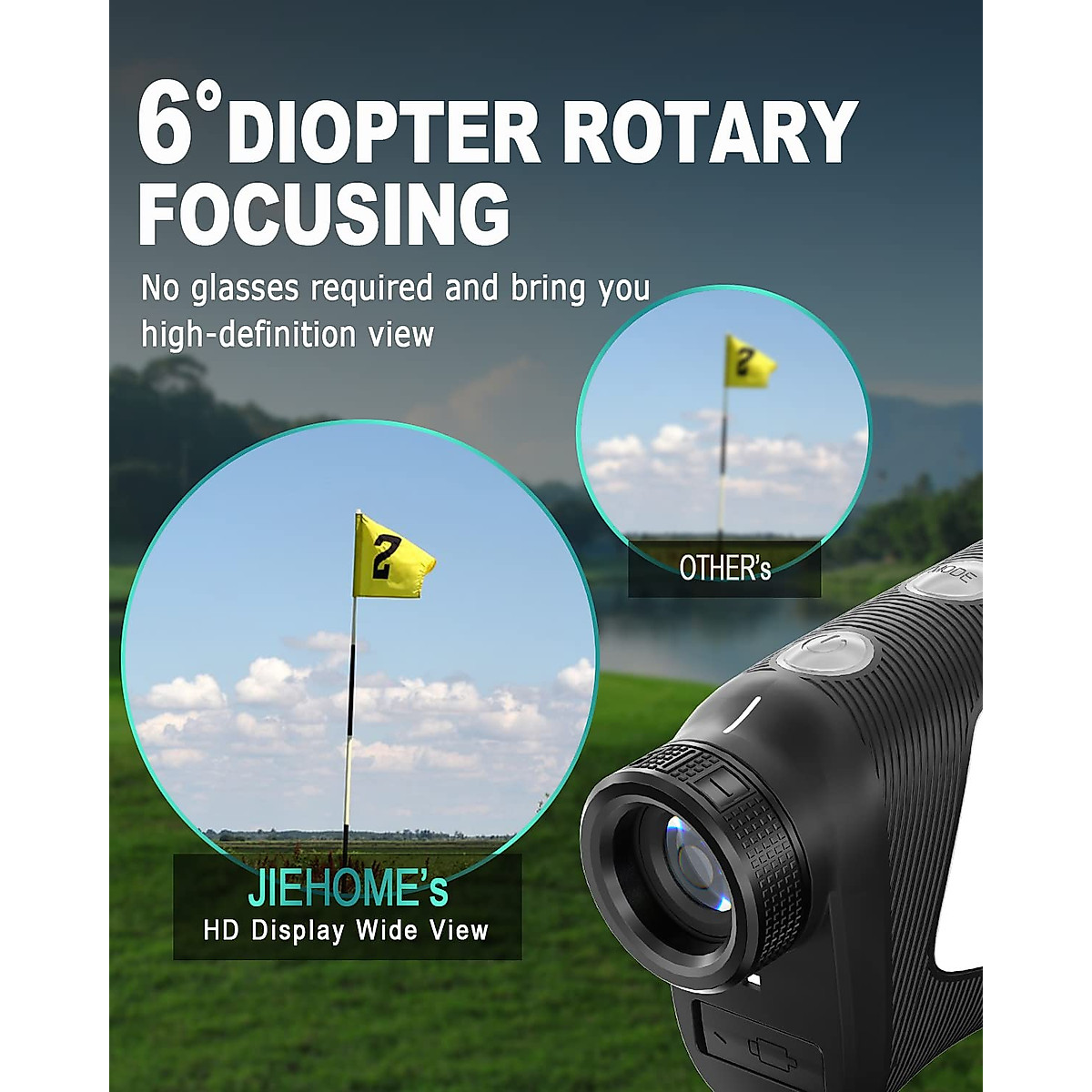 Golf Rangefinder 800Yds Laser Range Finder 6X Flagpole Lock Pin Vibration Slope Compensation Golfing Distance Finder Continuous Scan Speed Measure Rechargeable Yardage Rangefinders