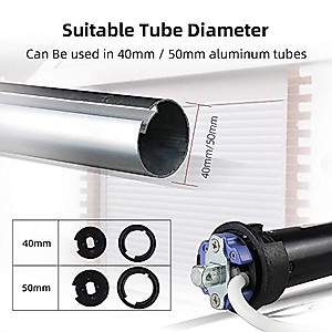 Blindsmart Smart Blinds Motor 110V Roller Shade DIY Motorization Kit for Window Blinds Compatible with Alexa Google Home Control for Roller Shade Tube 40/50/55 mm (50mm Tube, with 9-Channel Remote)