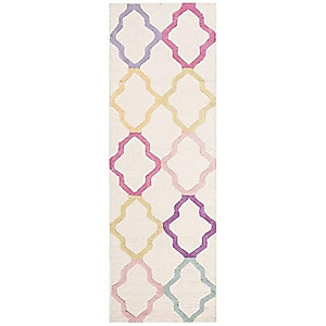 SAFAVIEH Kids Collection 5' x 8' Ivory/Multi SFK102A Handmade Trellis Wool Area Rug