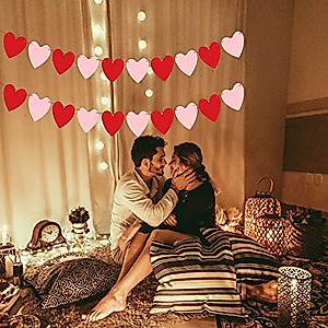 Heart Banner, Felt Heart Garland Valentines Day Decor Garland Love Banner Valentines Decoration Pennants Sign Backdrop (Felt Heart Banner)