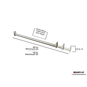 CLOSETMAID 8891 SuiteSymphony Expandable Closet Rod, Satin Nickel