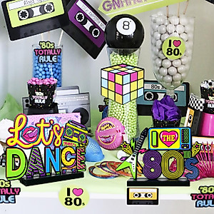 80s Party Decorations 4Pcs 80s Table Centerpieces 1980s Hip Hop Party Table Favors Retro 80's Table Toppers Centerpieces for 80s Theme Party Supplies