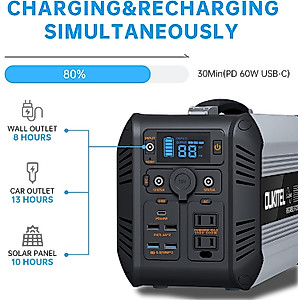 OUKITEL Portable Power Station CN505, 500W(Peak 1000W) 614Wh, LiFePO4 Power Station with 110V AC Outlets, Solar Generator for Camping Home RV Travel