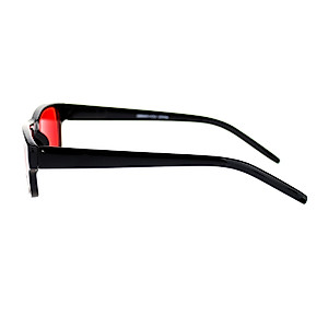 Black Rectangle Frame Red Lens Sunglasses Spring Hinge