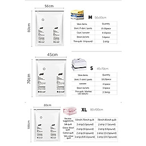 COSadiman Vacuum Storage Bags Space Saver Bags with Hand Pump, 6 PCS Plain/Flat Heavy Duty Space-saving Storage Bags,Vacuum Sealed Bags for Beddings Quilt Clothes Blankets Comforters Closet Organizers, Save Up 80% Space (Medium, Transparent)