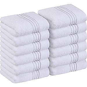 Utopia Towels 12 Pack Premium Wash Cloths Set (12 x 12 Inches) 100% Cotton Ring Spun, Highly Absorbent and Soft Feel Washcloths for Bathroom, Spa, Gym, and Face Towel (White)