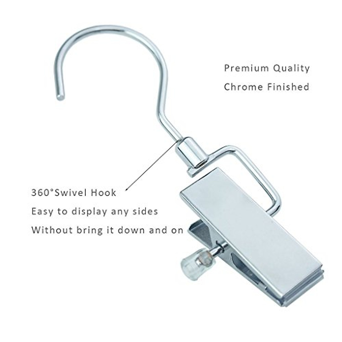 CreooGo Laundry Hangers with Swivel Hooks Hold Boots Clips Pin Stainless Steel Portable for Travel Clothes Towel Pack of 10