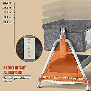 GJCOS Baby Bassinet Bedside Sleeper (Gray) - 3 in 1 Bedside Bassinet Cribs, Breathable Attached Mesh Side, Toddler Bassinet Attach to Bed, Adjustable & Convertible Bassinet Baby Co Sleeper for Bedside