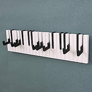 VOSAREA Wall-Mounted Coat Hook,Piano Shape Artistic Coat Rack Heavy Duty Wooden Entry Hanging Coat Hat Clothes Holding Rack 22.8inch