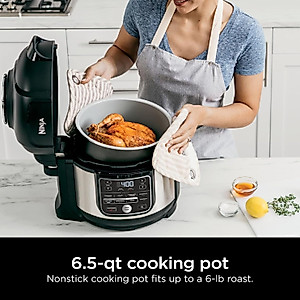 Ninja Foodi 10-in-1 6.5-Quart PRO Pressure Cooker OS300 with Air Fry, TenderCrisp Technology, Slow Cook, Steam, Sous Vide, and More - Ceramic-Coated, Nonstick, Dishwasher Safe, PTFE/PFOA Free
