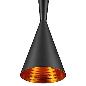Globe Electric 63873 1-Light Hourglass Pendant, Matte Black, Gold Interior, Black Cord, E26 Base Socket, Kitchen Island, Pendant Light Fixture, Adjustable Height, Home Décor Lighting, Home Decor, Mira