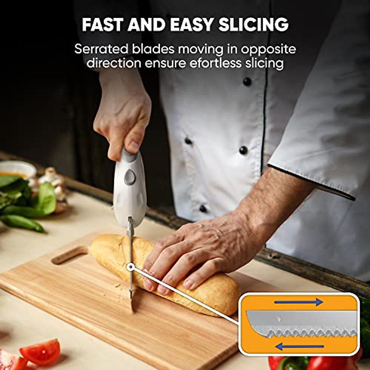 Homaider Electric Knife for Carving Meat, Turkey, Bread & More. Serving Fork and Carving Blades Included