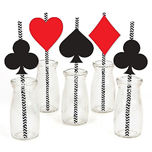 Las Vegas - Paper Straw Decor - Casino Party Striped Decorative Straws - Set of 24