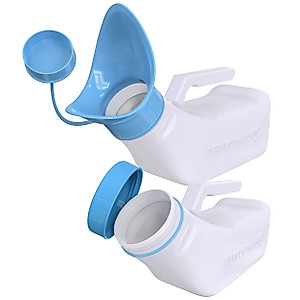 Female Urinal Spill Proof 32 oz (2 Pack)- Urinal for Women & Men - Pee Funnel - Unisex Bed Pan - Portable Urinals for Women - Sturdy Female Urination Device for Car Travel, Road Trip Essentials