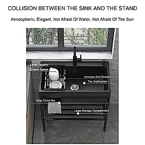 MARQI Commercial Sink,Stainless Steel Utility Sink,Restaurant Catering Kitchen Sink,Floor-Standing Large Capacity,Adjustable Leg Height,Easy to Clean,for Restaurant,Outdoor. (Size : Stretched)