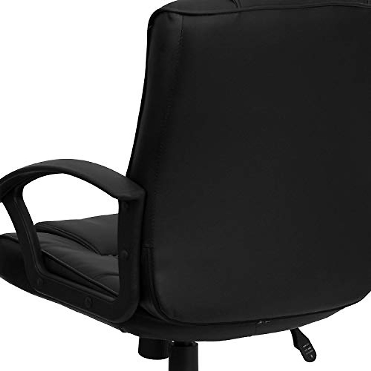 Flash Furniture Lindon Mid-Back Black LeatherSoft Swivel Task Office Chair with Arms