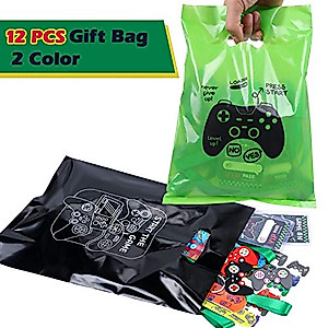 Golray 94pcs Video Game Party Favors Gamer Party Gift VIP Pass Holder Slap Bracelets Keychain Tattoos Party Treat Bags Kids Boy Gaming On Themed Birthday Party Supplies Pinata Gift Goodie Bag Fillers
