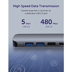 USB C Hub-9 in 1 Portable Space Aluminum Dongle with 4K HDMI, 100W PD Charging, Card Reader, 1000Mbps Ethernet Port for MacBook Air/Pro and More