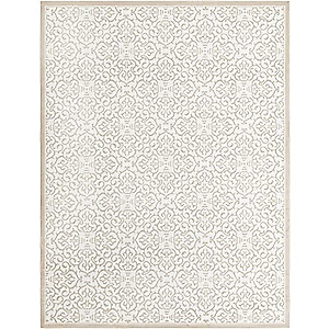 Unique Loom Rushmore Collection Area Rug - Johnson (9'x 12' 2" Rectangle, Snow White/ Beige)