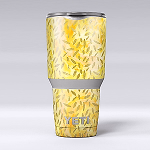 Design Skinz The Orange Yellow Watercolors with Falling Pedals - Skin Decal Vinyl Wrap Kit Compatible with The Yeti Rambler Cooler Tumbler Cups