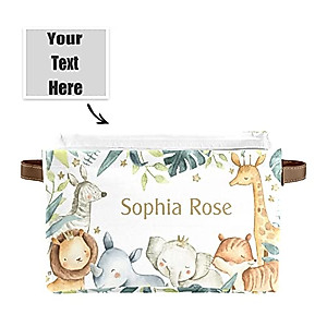 Safari Animals Jungle Forest Personalized Storage Bins ,Baskets Cubes Organizer with Handle for Shelves Closet Nursery Toy 1 Pack