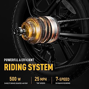 Heybike Ranger Electric Bike for Adults Foldable 20'' x 4.0 Fat Tire Step-Thru Bicycle with 500W Motor, 48V 15AH Removable Battery and Dual Shock Absorber Black