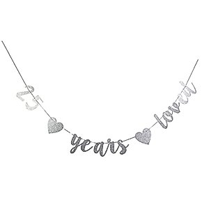 StarsGarden Glitter 25 Years Loved Banner – It's My Fabulous 25th Banner -25th Birthday Banner Decorations - Cheers to 25 Years Milestone Happy Birthday Decorations(Silver 25)