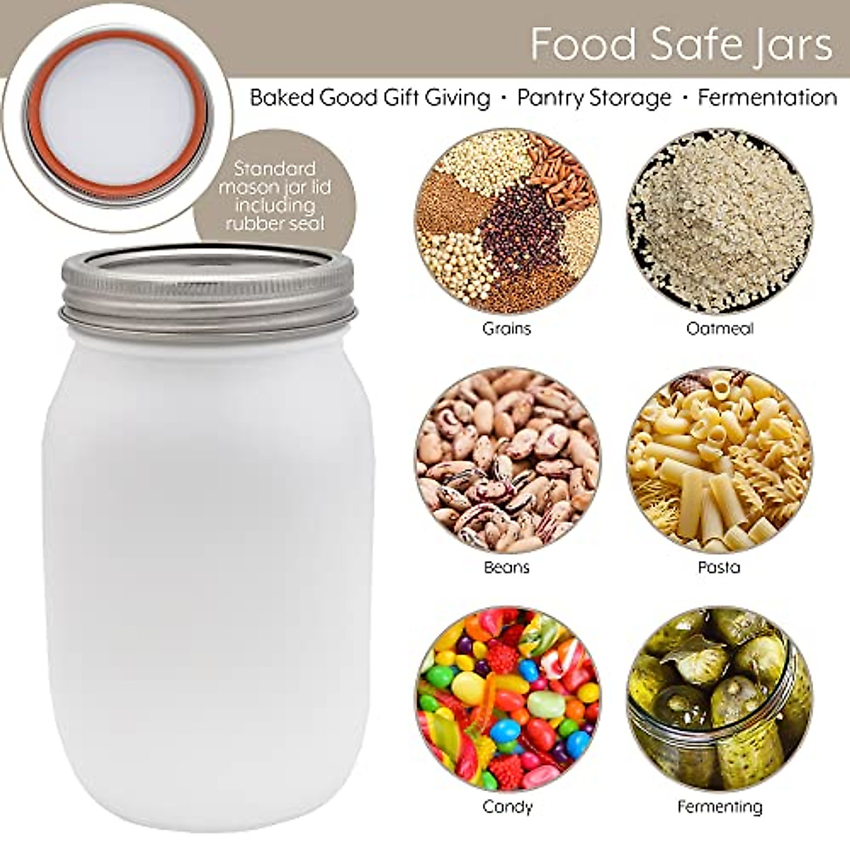 Darware Farmhouse White Mason Jars (Set of 2); Home Decor and Storage Wide Mouth Decorative Mason Jars, White-Painted