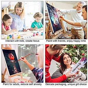 COLORWORK DIY Paint by Numbers, Canvas Oil Painting Kit for Kids & Adults, 12" W x 16" L Drawing Paintwork with Paintbrushes, Full Moon 4 PCS Set