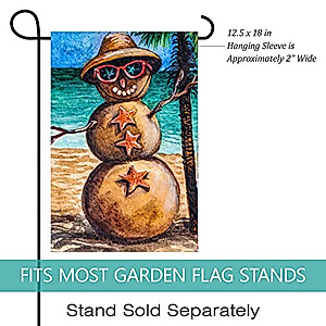 Texupday Smile Sunglasses Snowman Sunbathing on the Beach Hawaii Winter Garden Flag Outdoor Yard Flag 12" x 18"