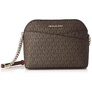 Michael Kors Jet Set Medium Crossbody Leather Handbag (BROWN)