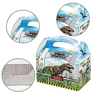 Animsco 16 Pack Dinosaur Treat Boxes Jurassic Dinosaur Park World Party Supplies Bag Boxes for Boys Kids Dinosaur Theme Birthday Party Favor Candy Goodies Gift Baby Shower Bags
