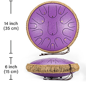 14'15 note Steel tongue Drum Percussion Portable ethereal drummer Disc drum Music gift instrument (14'15 tone, purple)