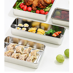 BigKing 2 Pack Bacon Keeper Container, Cheese Container for Fridge,Lunch Meat Container for Refrigerator, Stainless Steel Deli Containers,Fridge Organizers and Storage with Lids Stackable (4 Pack)