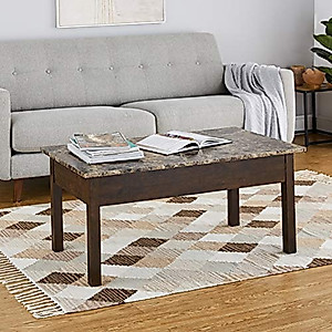 ROCKPOINT Living Faux Marble Lift Top Coffee Table,Brown