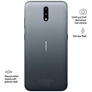 Nokia 2.3 Fully Unlocked Smartphone with AI-Powered Dual Camera and Android 10 Ready, Charcoal (AT&T/T-Mobile/Cricket/Tracfone/Simple Mobile)