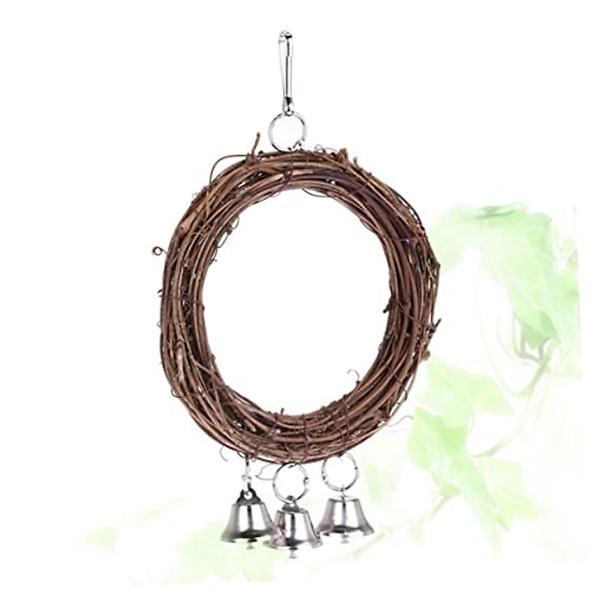 Bird Bite Toy Color Swing Random Bells Pet Bird Bell Wooden Rattan Toy with Circle Perch for Parrot Parrot Toys