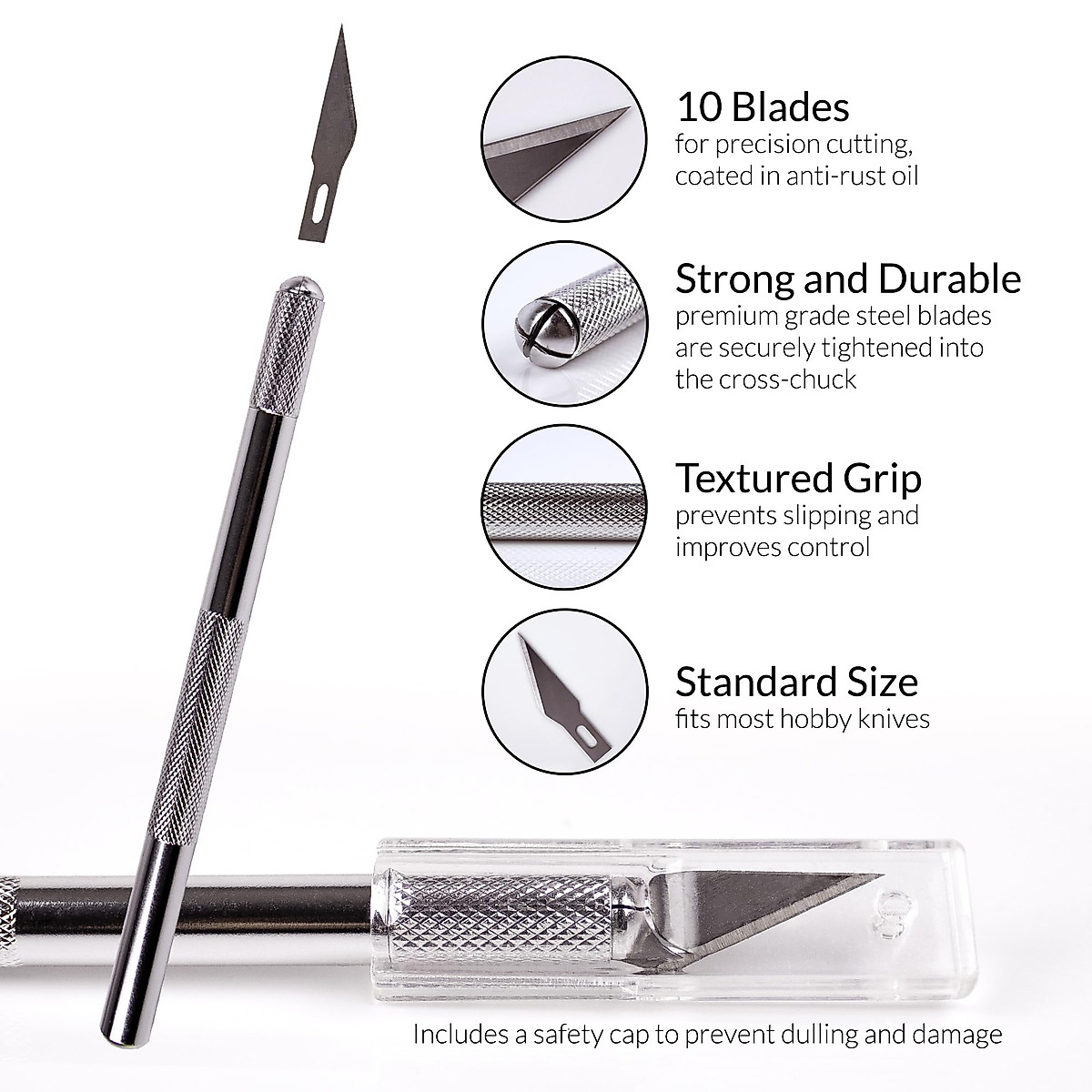 WA Portman Craft Cutting Mat Metal Ruler & Craft Knife Set - 24x36 Inch Self Healing Craft Cutting Mat - Hobby Knife Set - 10 Crafting Knife Blades - 36 Inch Cork-Backed Ruler - Precision Knife Set