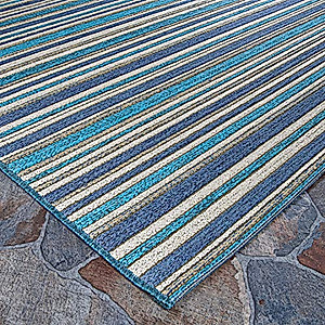 Couristan Cape Brockton Indoor/Outdoor Area Rug, 5'3" x 7'6", Cobalt Blue-Teal