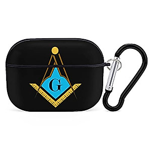 Color Freemason Symbol Compatible with AirPods Pro Case Cover Full Body Shockproof Hard Shell Protector with Keychain