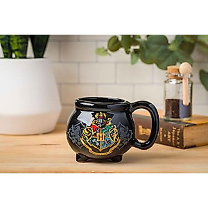 Silver Buffalo Warner Bros Harry Potter Hogwarts School Crest Cauldron 3D Sculpted Ceramic Coffee Mug, 20 Ounces