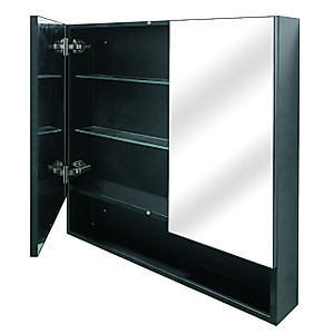 HESONTH Farmhouse Black Metal Framed Surface Mounted Bathroom Medicine Cabinet with Mirror Rectangle Vanity Mirros Cabinet for Wall with Double Doors