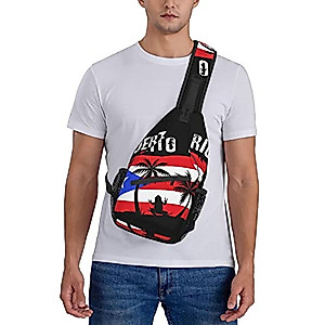 Puerto Rico Rican Flag Sling bag/Crossbody Backpack/Puerto Rican Shoulder Bag for Travel, Hiking, Cycling, Camping, Work