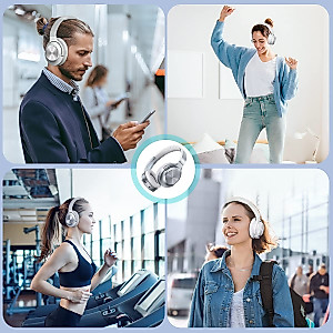 Siindoo Active Noise Cancelling Headphones, Wireless Over Ear Bluetooth Headphones with Microphone, HiFi Audio,40H Playtime, Deep Bass for PC TV, for Home, Work, Travel