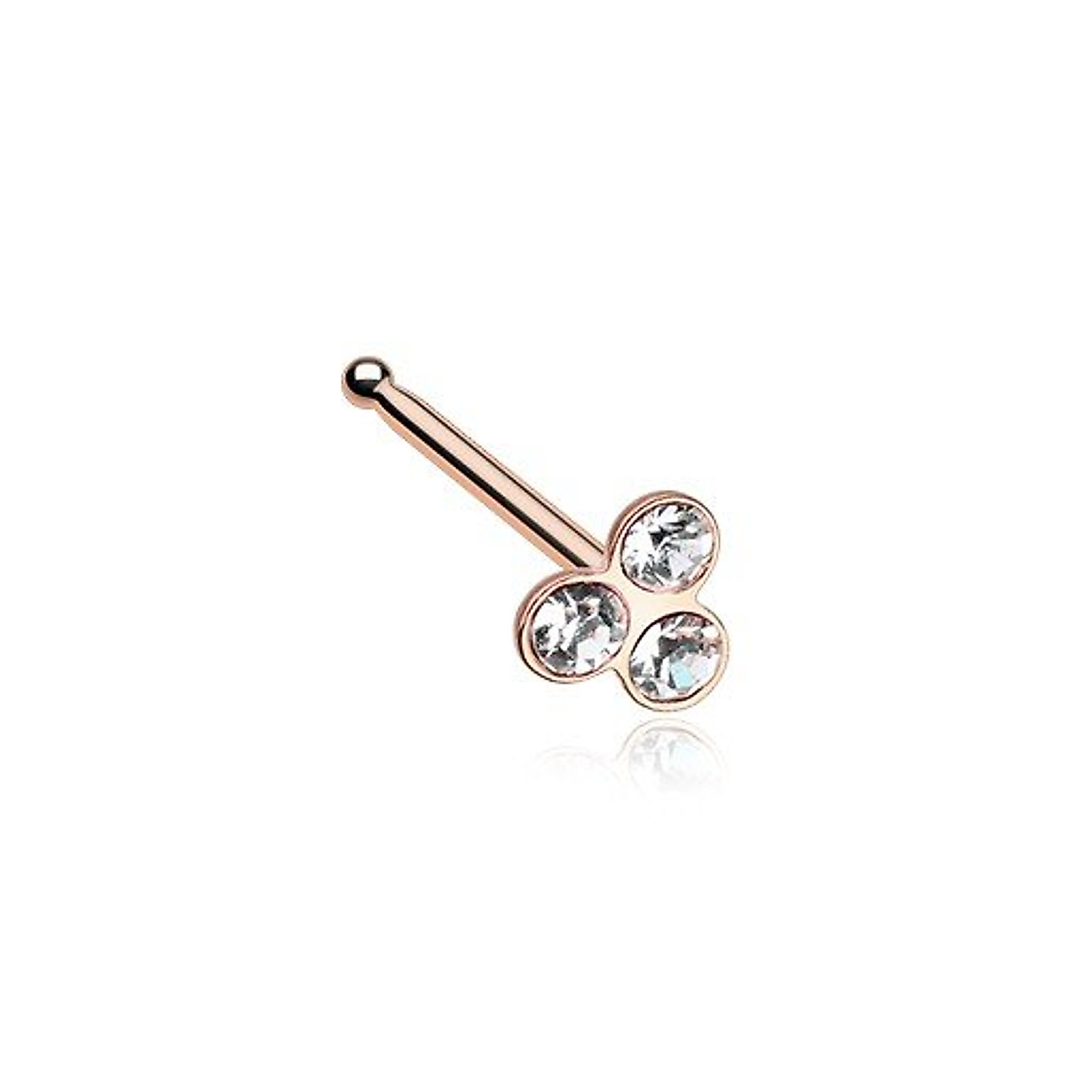 WildKlass Jewelry Rose Gold Trinity Gem Nose Stud Ring