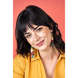 INK+ALLOY Boho Beaded Earrings for Women Dangling, Lennon Seed Bead Medium Fringe Dangle Earrings, Handmade Jewelry for the Modern Bohemian, 3.25-Inch Length (Muted Geometric)