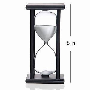 Hourglass 60 Minutes White Sand Timer, Black Wooden Frame Sandglass