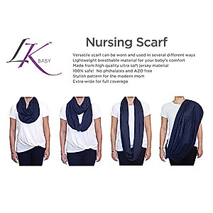 2pk LK Baby Infinity Nursing Scarf Breastfeeding Cover Ultra Soft (Grey/Navy)