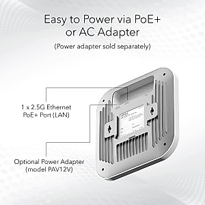 NETGEAR Cloud Managed Wireless Access Point (WAX620) - WiFi 6 Dual-Band AX3600 Speed | Up to 256 Client Devices | 802.11ax | Insight Remote Management | PoE+ Powered or AC Adapter (not Included)